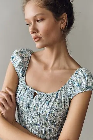 Anthropologie Cotton Smocked Mini Dress