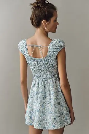 Anthropologie Cotton Smocked Mini Dress