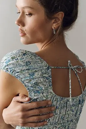 Anthropologie Cotton Smocked Mini Dress