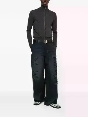 Acne Studios Mended Distressed Wide Leg Trousers