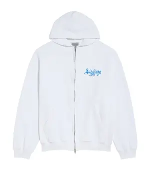 Balenciaga Cotton Sketchy Logo Zip-up Hoodie - White