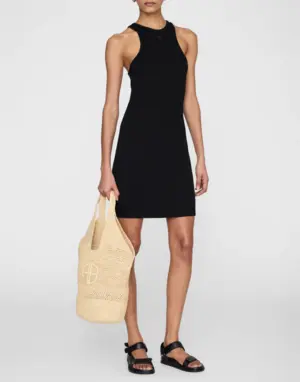 ANINE BING Cole Ribbed Racerback Mini Dress - Black