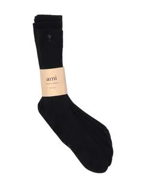 Ami Pack Of Three Heart Motif Socks - Noir