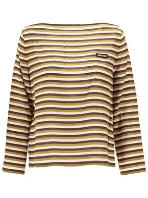 Miu Miu Striped Knit Top - Ebano+felce