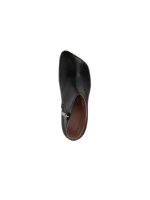 NICCOLO PASQUALETTI Obliqua Calfskin Block Heel Booties - Black