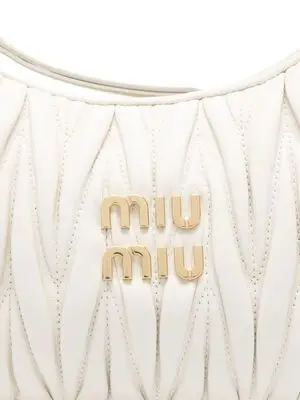Miu Miu Matelassé Top Zip Handheld Bag - Bianco
