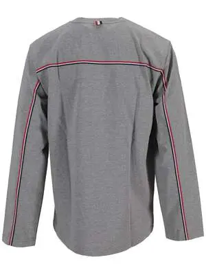 Thom Browne Oversized Long Sleeve Tee With Rwb Knit Trim
