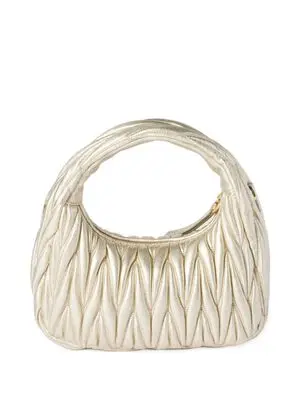 Miu Miu Quilted Top Handle Bag With Gold Tone Logo - Pirite