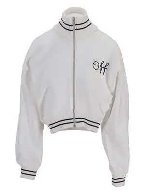 Off-White Cropped Zip-up Jacket With Embroidered Logo