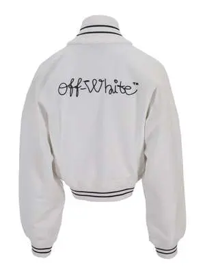 Off-White Cropped Zip-up Jacket With Embroidered Logo