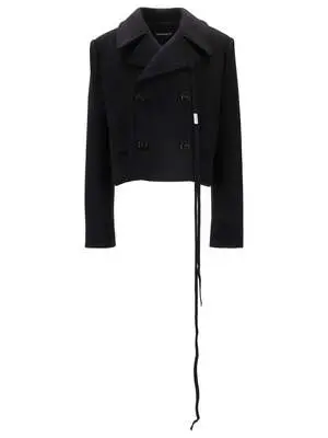 ANN DEMEULEMEESTER Double Breasted Caban Melton Wool Jacket