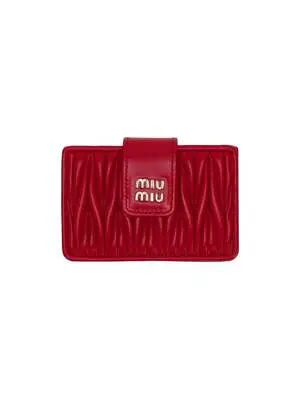 Miu Miu Matelassé Card Holder - Rosso