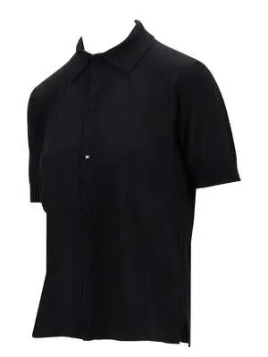 Max Mara Short Sleeve Cardigan With Collared Neckline - Nero