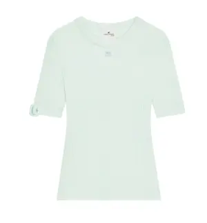 COURREGES Ribbed Knit Top With Buckle Detail