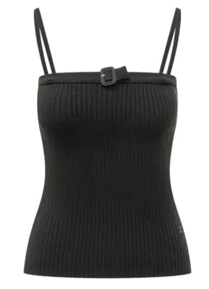 COURREGES Ribbed Knit Top With Buckle Detail
