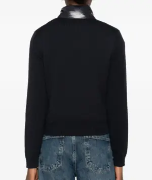 Moncler Quilted Down Vest With Contrast Knit Sleeves - Navy