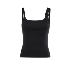 COURREGES Ribbed Tank Top With Buckle Detail - Black