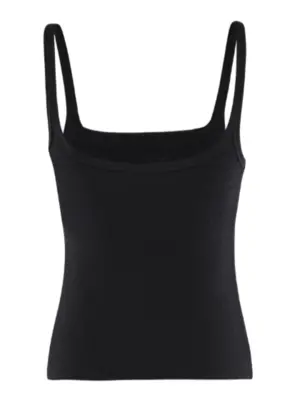 COURREGES Ribbed Tank Top With Buckle Detail - Black