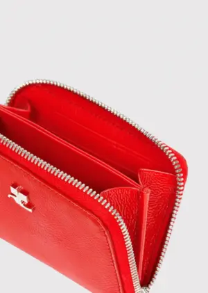 COURREGES Wallet Naplack Zipped Compact - Bright Red