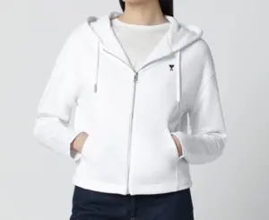 AMI Paris De Coeur Contrast Hoodie - Blanc