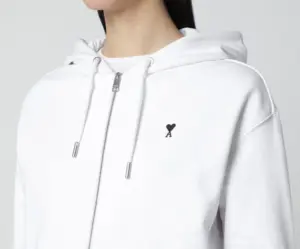 AMI Paris De Coeur Contrast Hoodie - Blanc