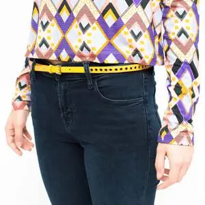 Prada Skinny Eyelet Belt - Yellow