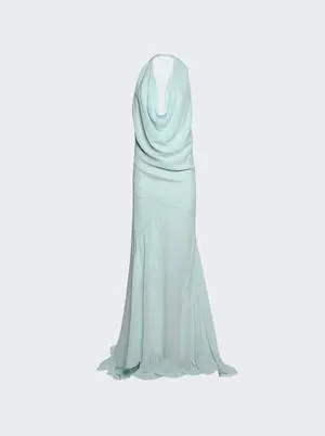 MUGLER Draped Halter Gown - Blue