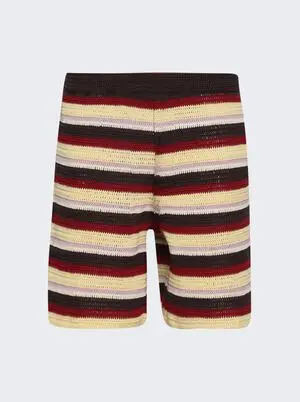 BAZISZT Bazizst Striped Knitted Cotton Shorts