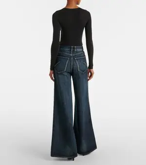 Alaïa Wide-leg Faded Jeans