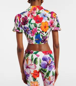 Dolce & Gabbana Floral Print Cropped Shirt - Multicoloured