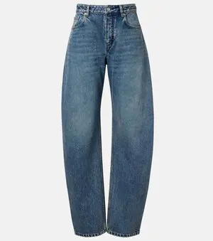 Alaïa Barrel-leg Jeans In Handsand Wash - Blue
