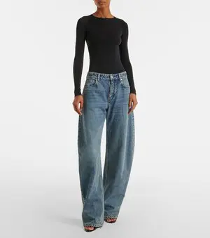Alaïa Barrel-leg Jeans In Handsand Wash - Blue