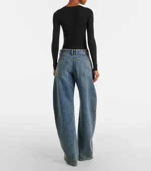 Alaïa Barrel-leg Jeans In Handsand Wash - Blue