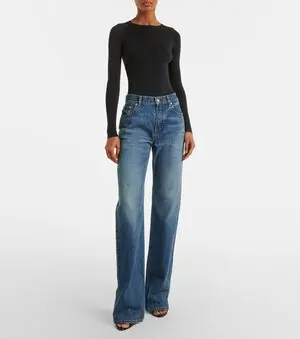 Alaïa Bootcut Jeans In Stone