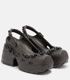 Simone Rocha Embellished Slingback Pumps In Esprosso