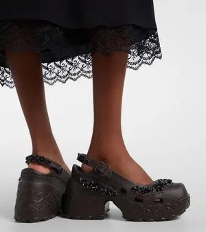 Simone Rocha Embellished Slingback Pumps In Esprosso