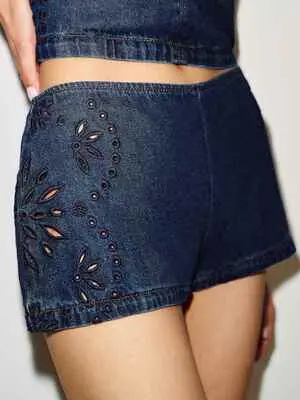 REFORMATION Denim Two Piece Set With Eyelet Cutouts