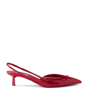 Prada Patent Leather Slingback Kitten Heels - Red