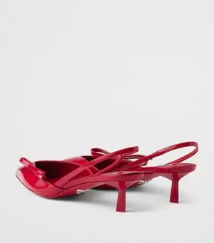 Prada Patent Leather Slingback Kitten Heels - Red