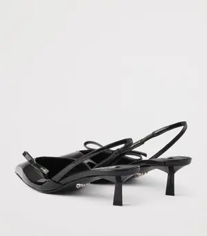 Prada Patent Leather Slingback Kitten Heels - Black
