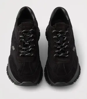 Prada Paneled Mesh And Suede Sneakers