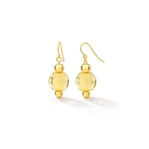 GOLD & HONEY Yellow Marble Bead Drop Earrings