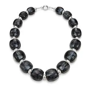 GOLD & HONEY Beaded Lucite Necklace - Black/silver