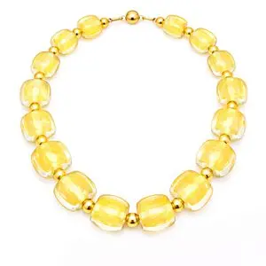 GOLD & HONEY Beaded Lucite Necklace - Gold/yellow