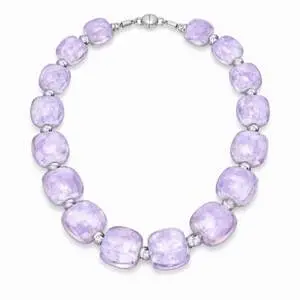 GOLD & HONEY Beaded Lucite Necklace With Knotted Accents - Purple/silver