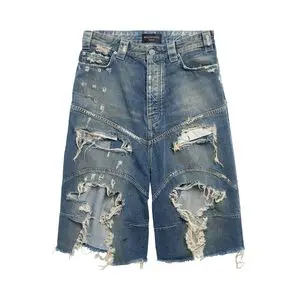 Balenciaga Distressed Baggy Denim Shorts