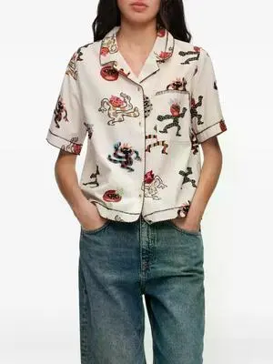 Bimba Y Lola Graphic Print Cotton Shirt