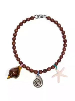 Bimba Y Lola Beaded Necklace With Shell Charms - Brown