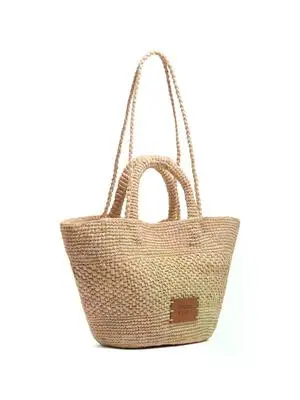 Bimba Y Lola Large Logo-patch Shoulder Bag - Neutrals
