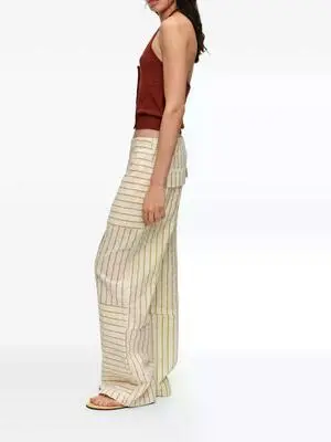Bimba Y Lola Patchwork Striped Wide Leg Trousers